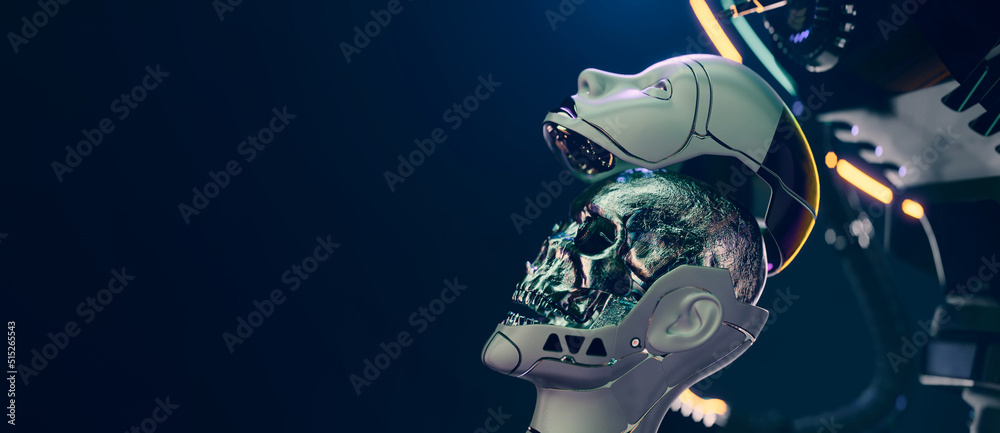Cybernetic brain cyborg face futuristic robotic head concept art of ...