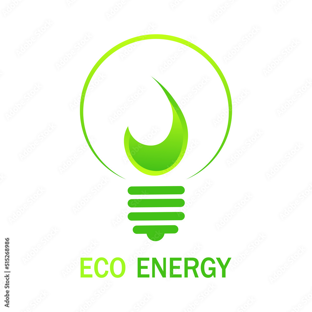 Eco energy logo design with bulb. Green energy logotype illustration ...