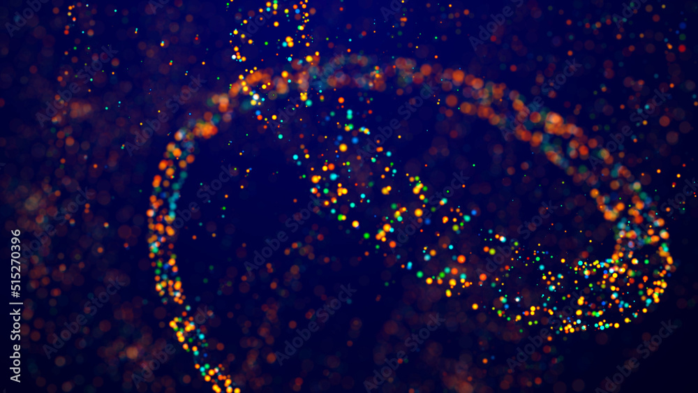 Magical multicolored sparkles of light form abstract simple spiral ...