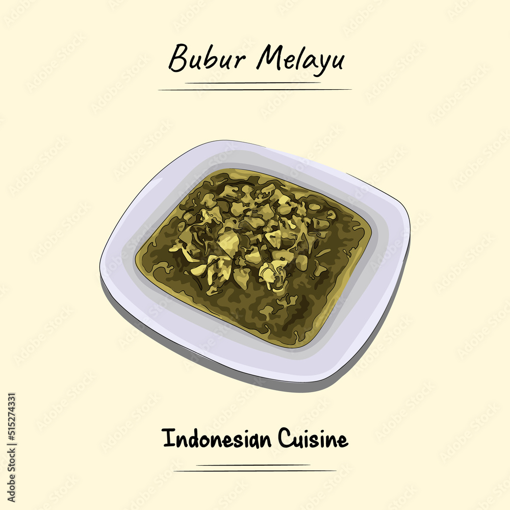Bubur Melayu Illustration Sketch And Vector Style, Traditional Food ...