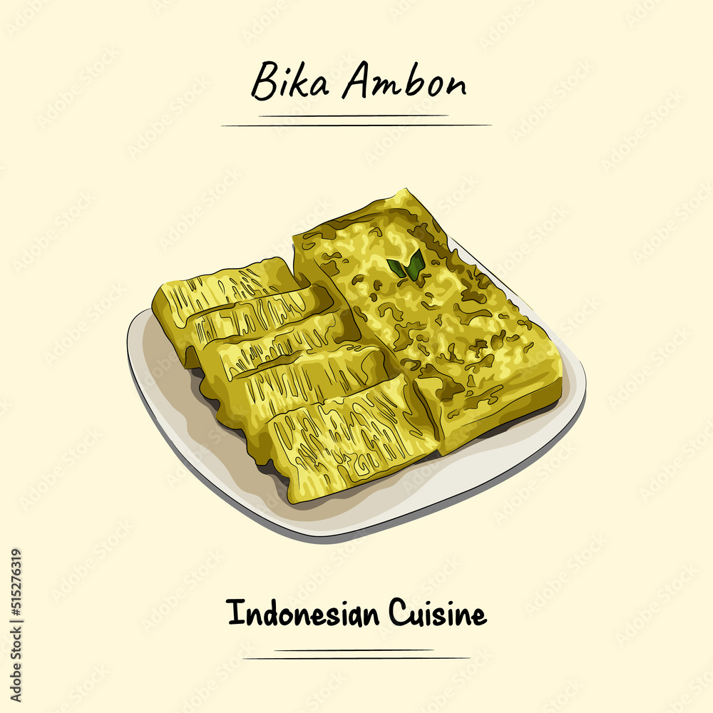 Bika Ambon Illustration Sketch And Vector Style, Traditional Food From ...