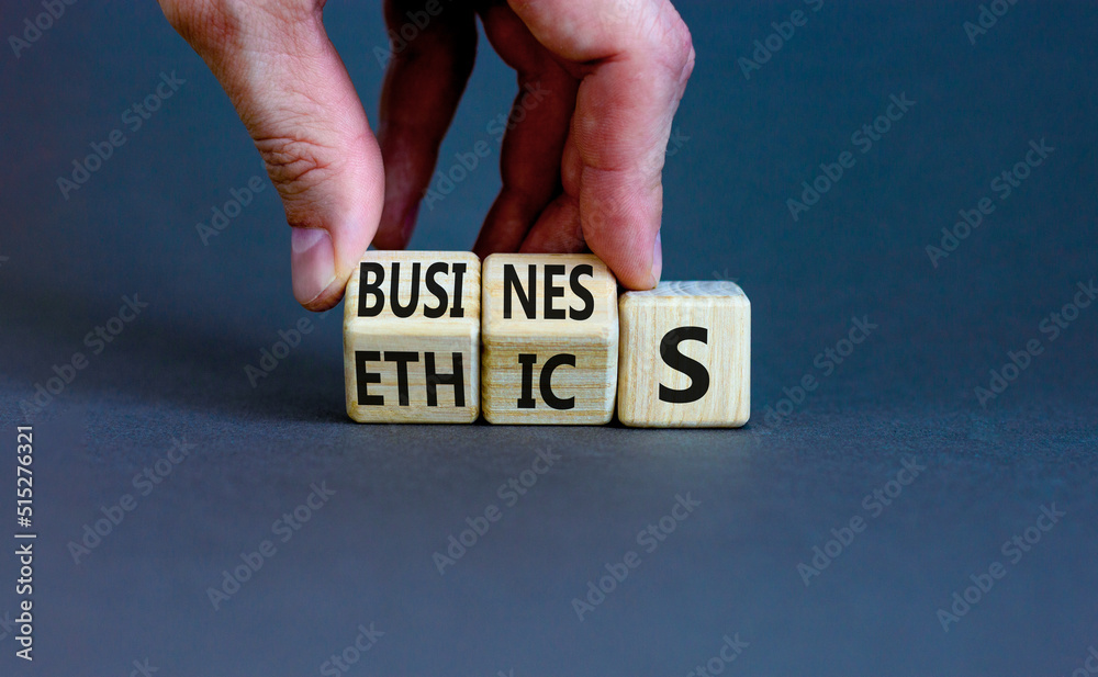 Business ethics symbol. Concept words Business ethics on wooden blocks ...