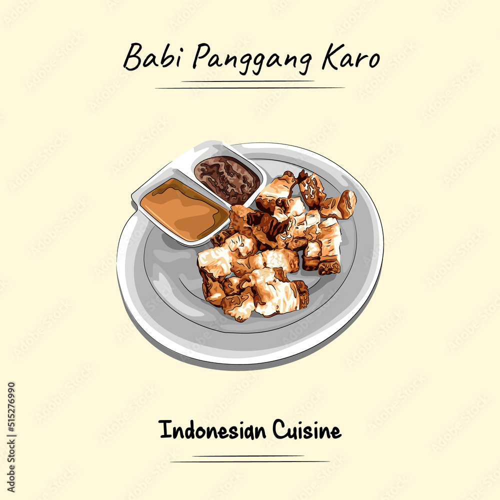 Babi Panggang Karo Illustration Sketch And Vector Style, Traditional ...