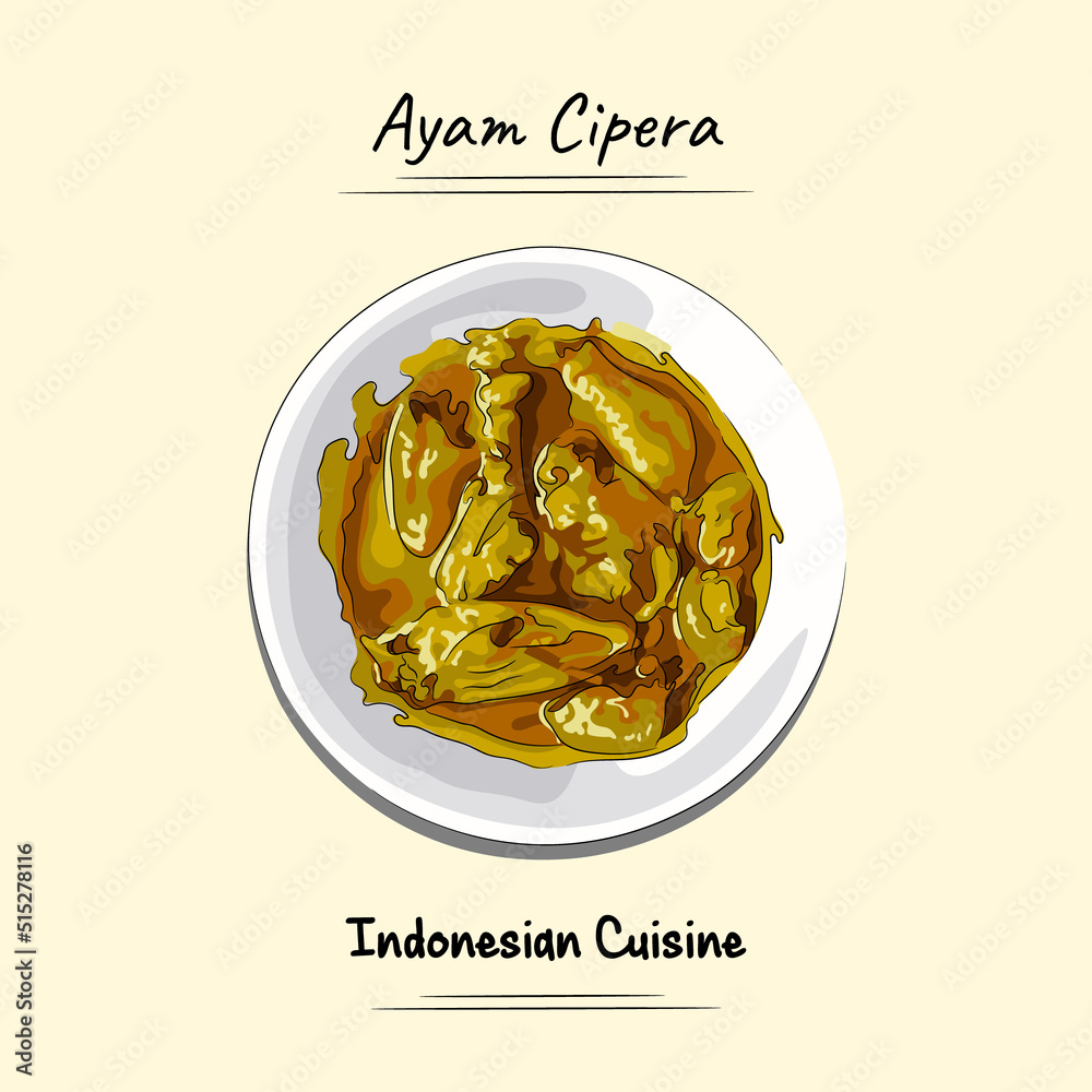 Ayam Cipera Illustration Sketch And Vector Style, Traditional Food From ...