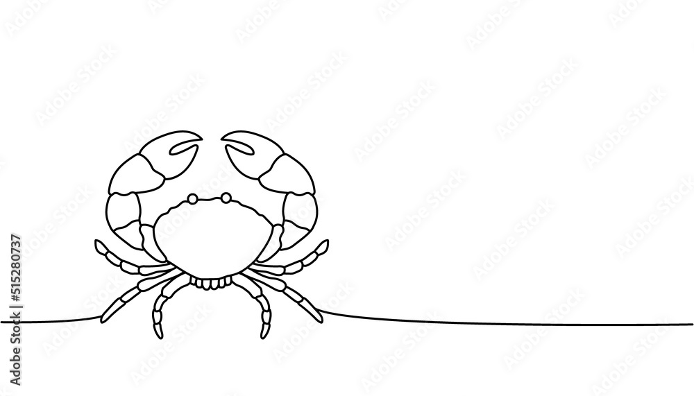 Set of Crab one line continuous drawing. Crab continuous one line set ...