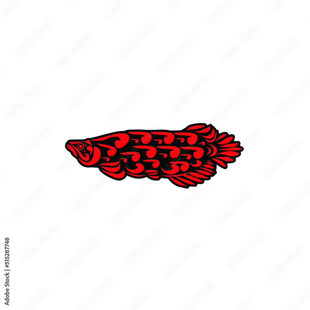 Red arwana fish tattoo vector image Stock Vector | Adobe Stock