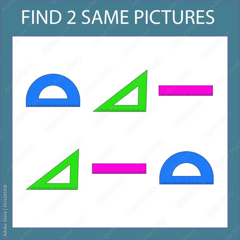 Find a pair game with colorful rullers. Worksheet for preschool kids ...