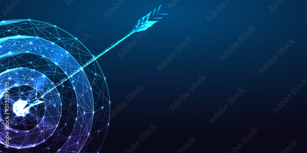Futuristic business goals concept banner with target, arrow and copy ...
