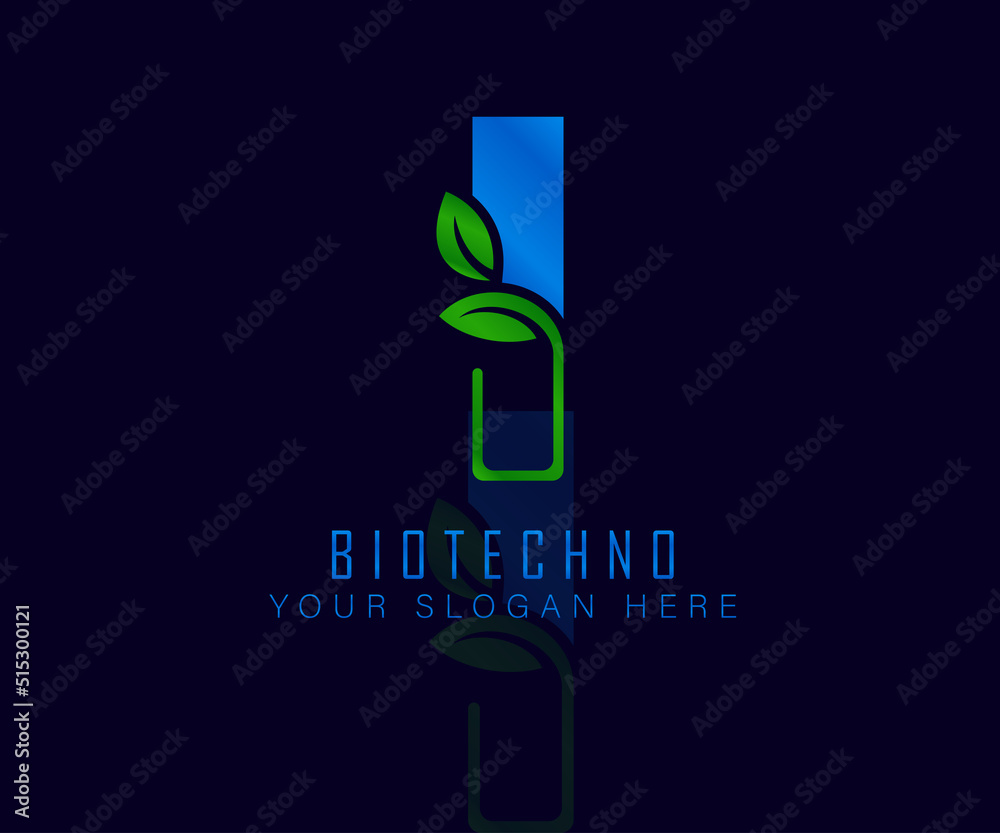 Biotech logo with herbal leaf letter I. Herbal logo vecktor template ...