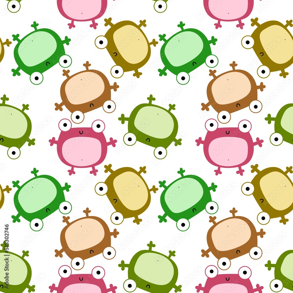 Cartoon seamless kawaii frogs pattern for kids and kindergarten and ...