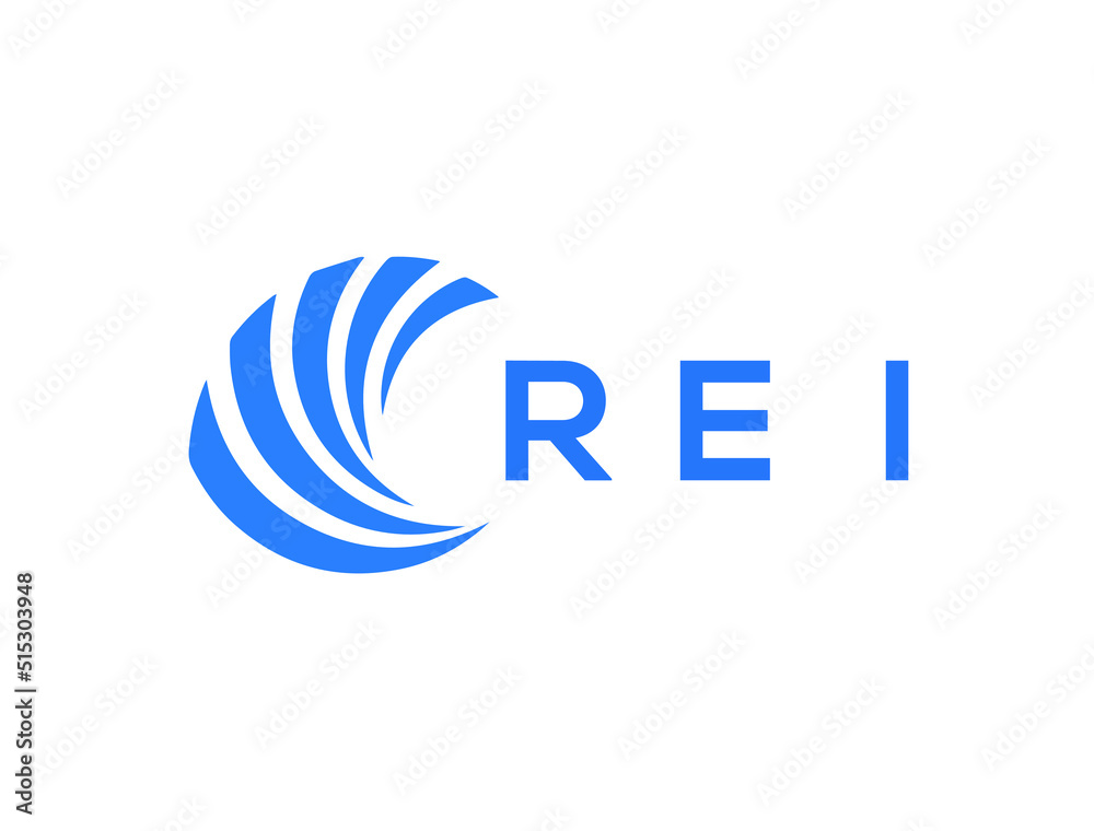 REI Flat accounting logo design on white background. REI creative ...