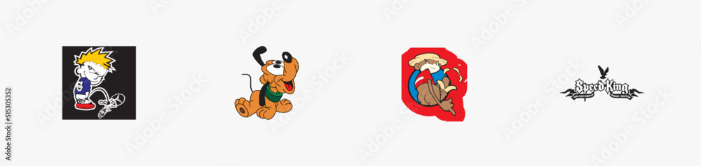 Speed King logo, Johnny Chimpo logo, Calvin Logo, Baby Pluto Logo ...