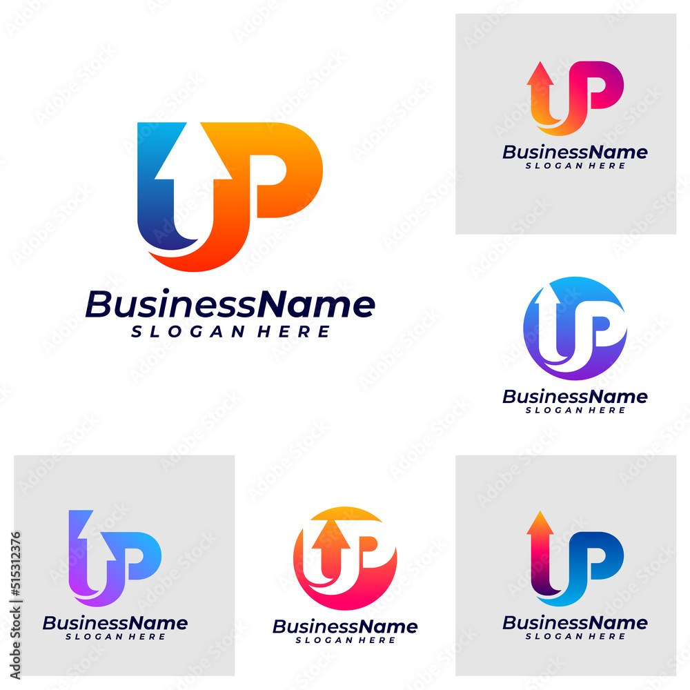 Set of Letter UP Logo Design Template. Initial UP logo concept vector ...