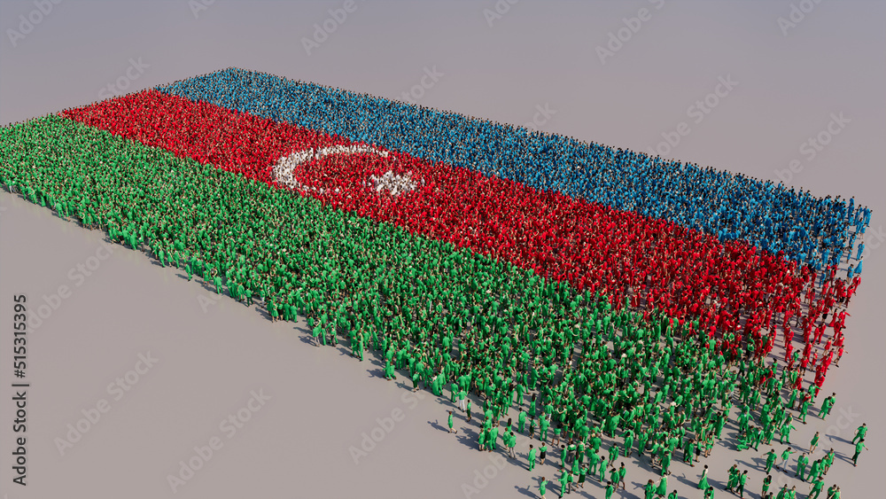 Azerbaijani Flag formed from a Crowd of People. Banner of Azerbaijan on ...