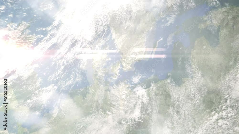 Earth zoom in from outer space to city. Zooming on Frederiksberg ...