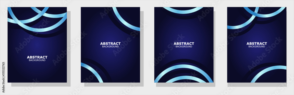 Collection of modern blue backgrounds with circle stripe pattern ...