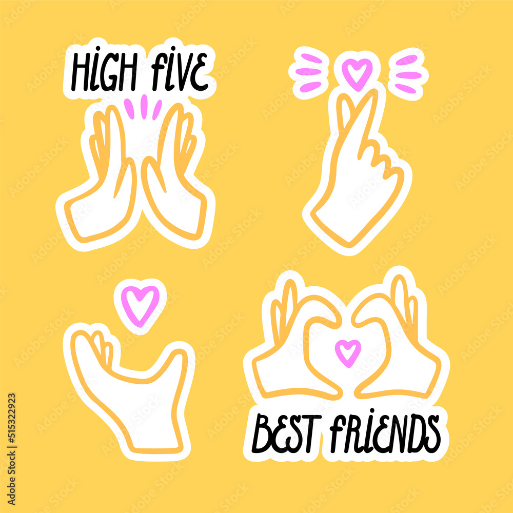 Set of hands with gestures in vector doodle hand drawn outline style ...