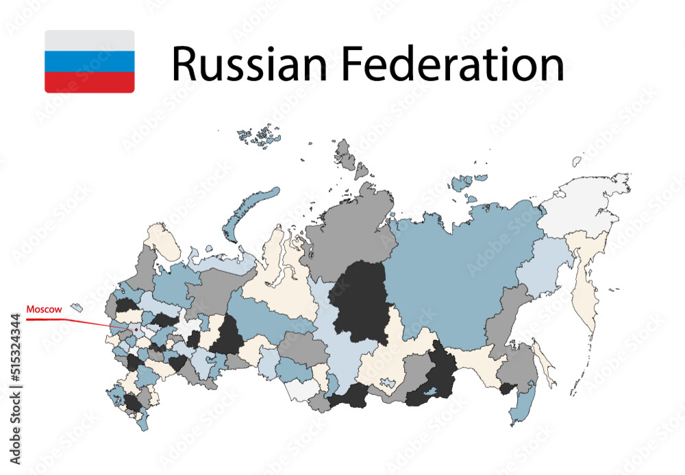 Map with borders and flag of Russia. Stock Vector | Adobe Stock