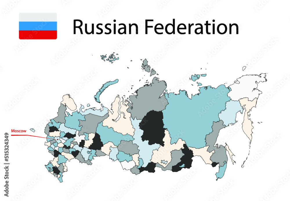 Map with borders and flag of Russia. Stock Vector | Adobe Stock
