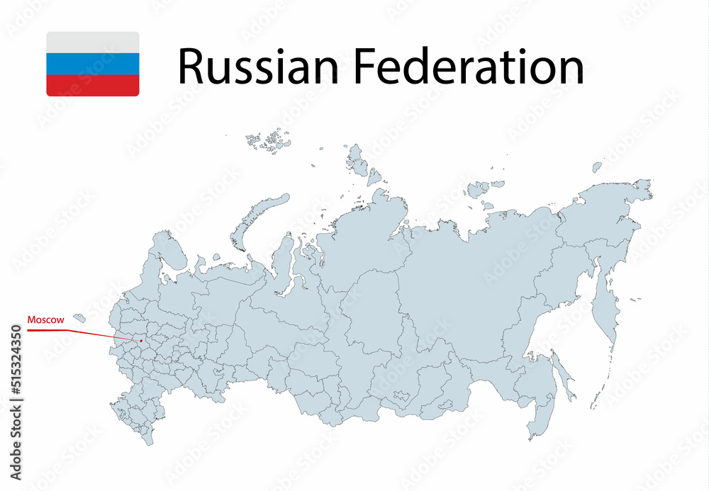 Map with borders and flag of Russia. Stock Illustration | Adobe Stock