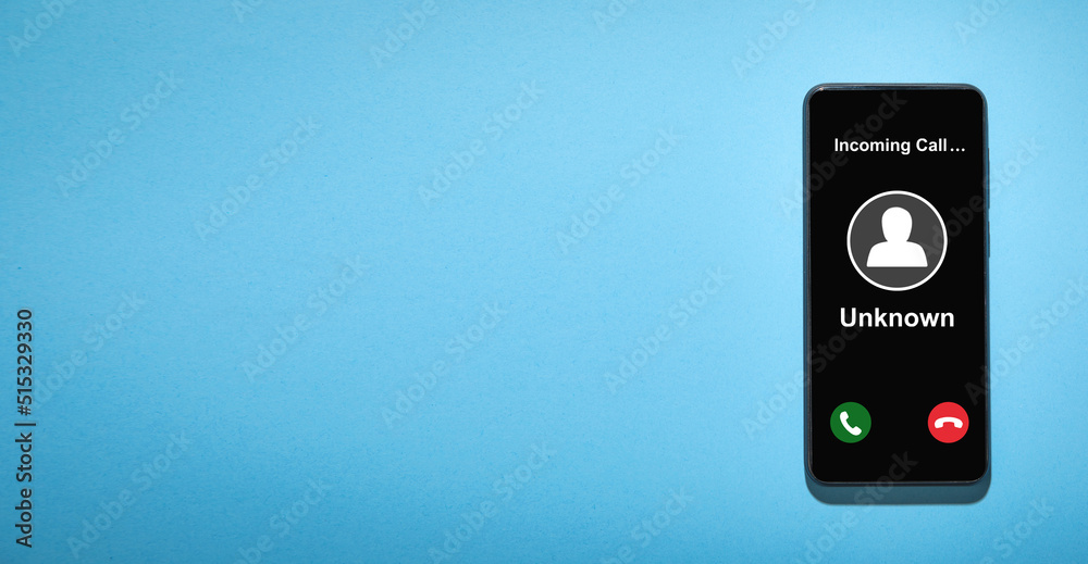 Mobile phone with incoming call from unknown caller. Stock Photo ...