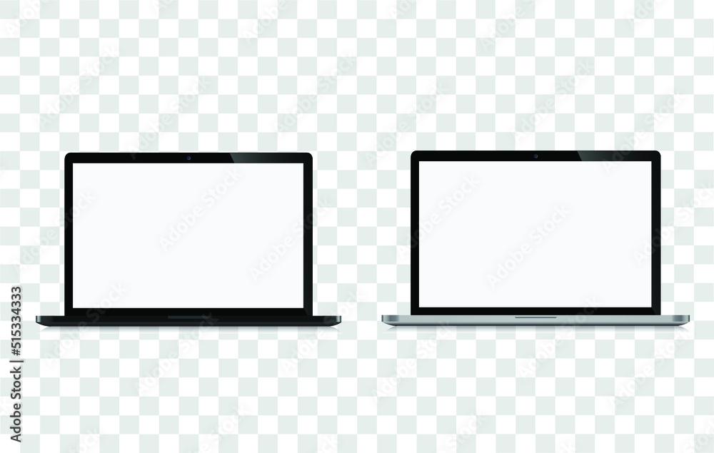 Set of realistic computer monitors, laptops, mobile phones. Electronic ...