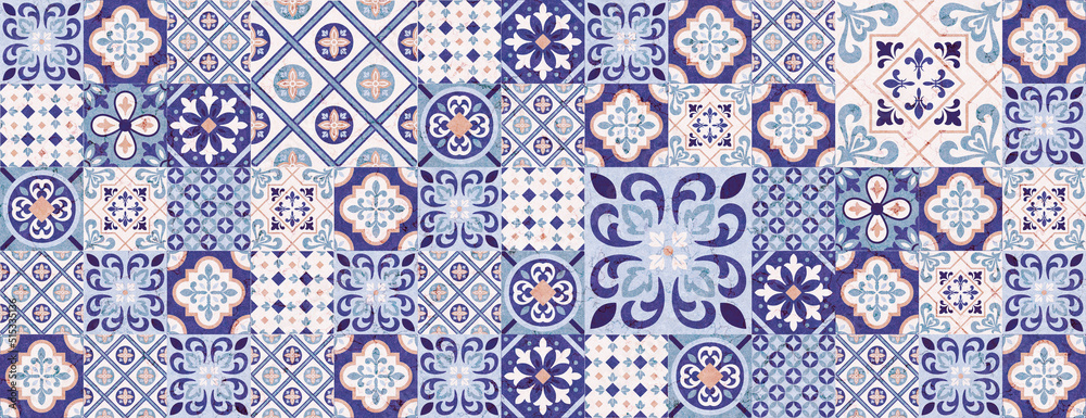 Seamless Colorful Patchwork Moroccan Tile Motifs Majolica Pottery Tile