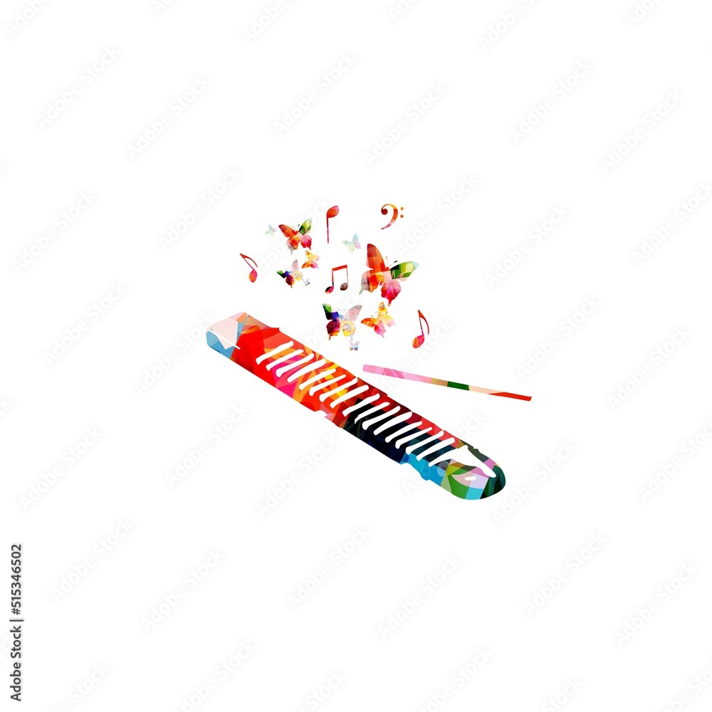 Reco-reco, Brazilian capoeira musical instrument, colorful with musical ...