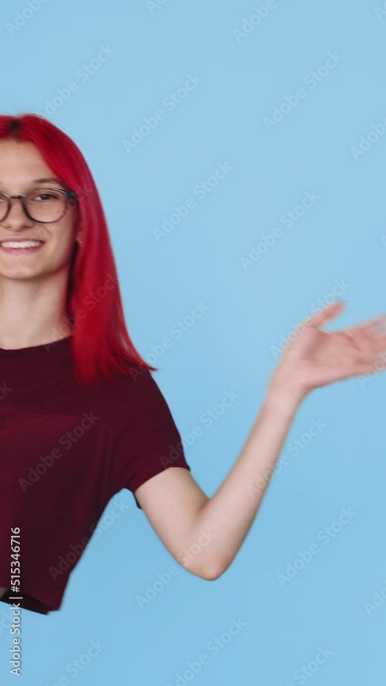 Vertical video. Bye gesture. Farewell sign. See you leaving. Cheerful ...