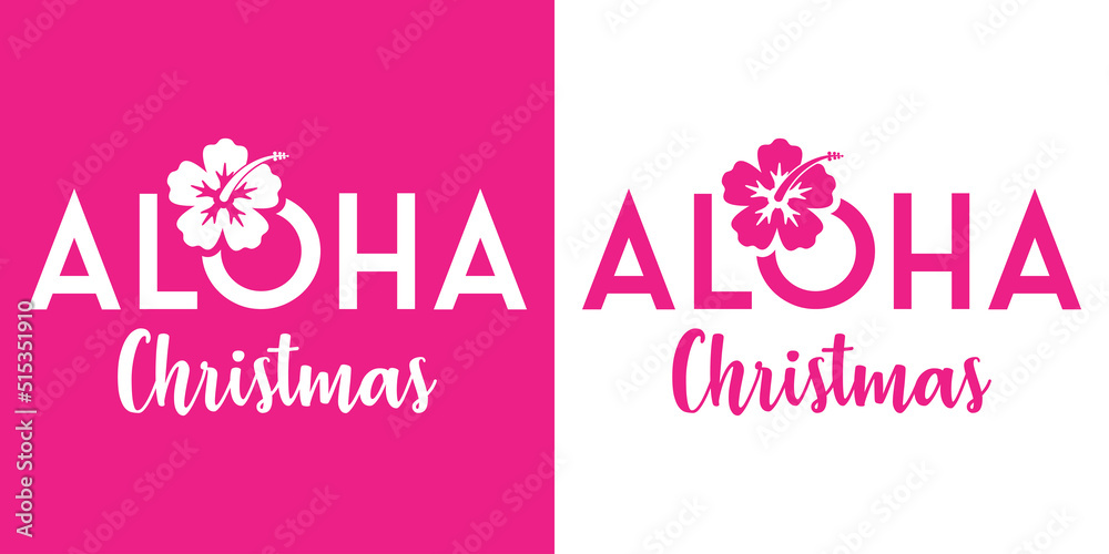 Banner con texto manuscrito Aloha Christmas con silueta de flor de ...