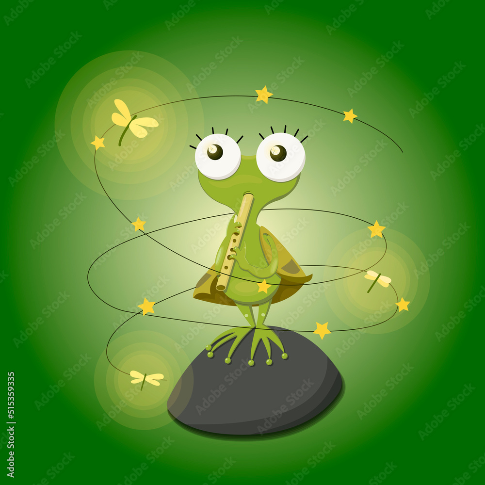 Vetor de Cute Nursery Vector Illustration with Green Hand Drawn magic ...