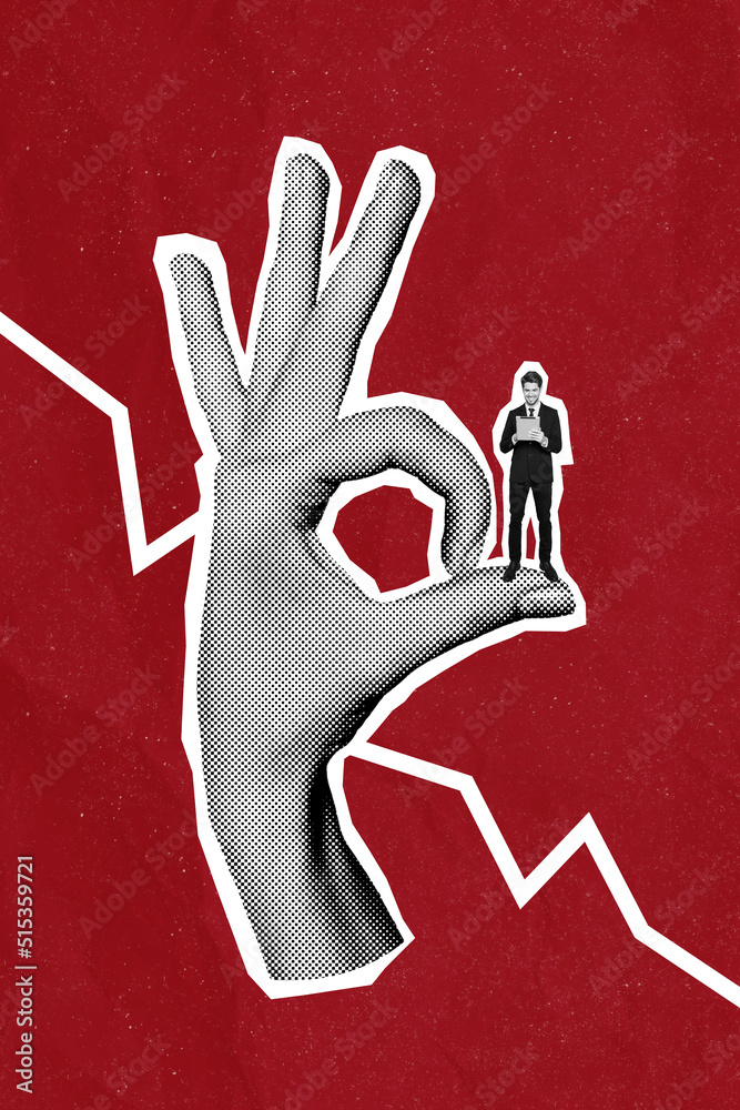 Exclusive minimal magazine sketch image of confident worker working ...