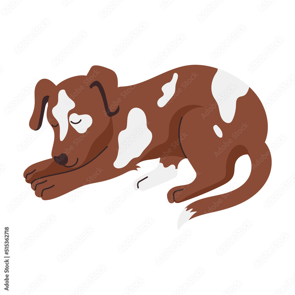 Vector cartoon cute sleeping dog. Flat character Stock Vector | Adobe Stock