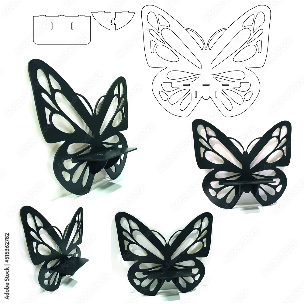 Butterfly Wall Shelf Decorative Wall Product 3mm Digital File For Laser ...