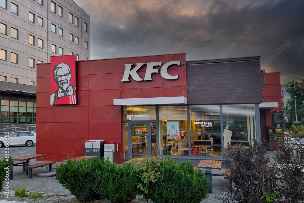 Wroclaw, Poland, June 14, 2022: KFC fast food restaurant. Dramatic sky ...
