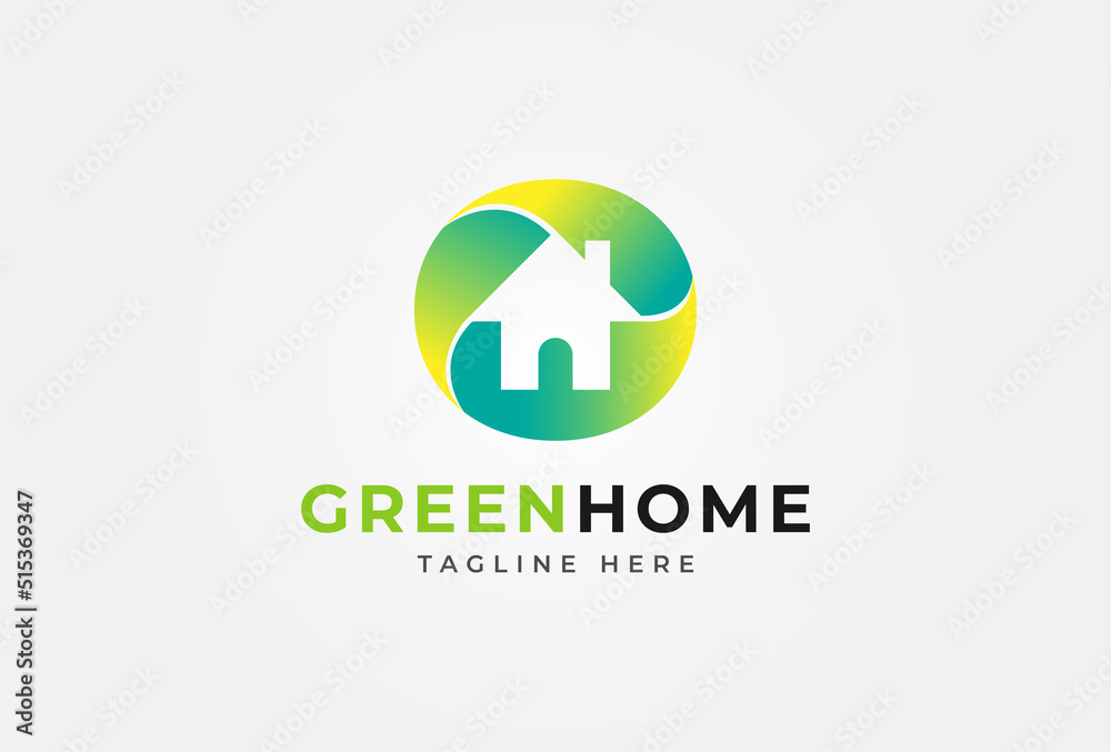 Green Home Logo, modern home style with green gradient logo design ...