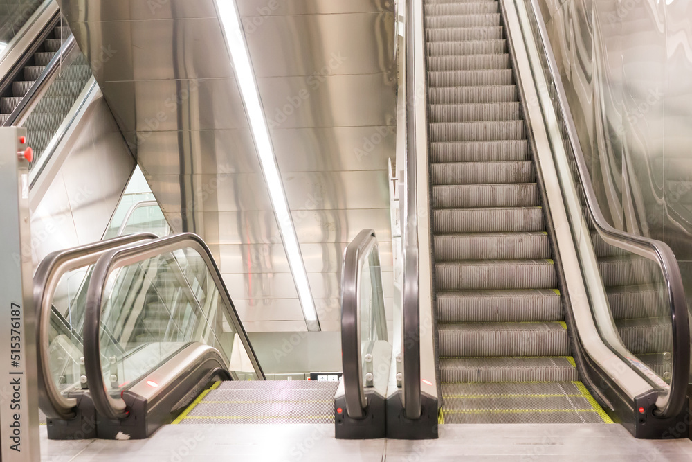 line escalators with metal coating Stock Photo | Adobe Stock