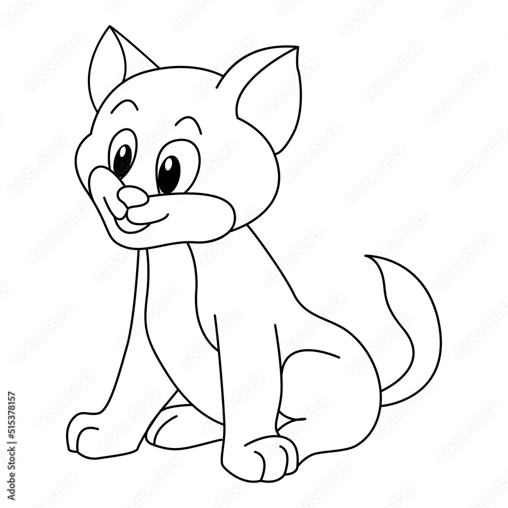 Cute cat cartoon coloring page illustration vector. For kids coloring ...