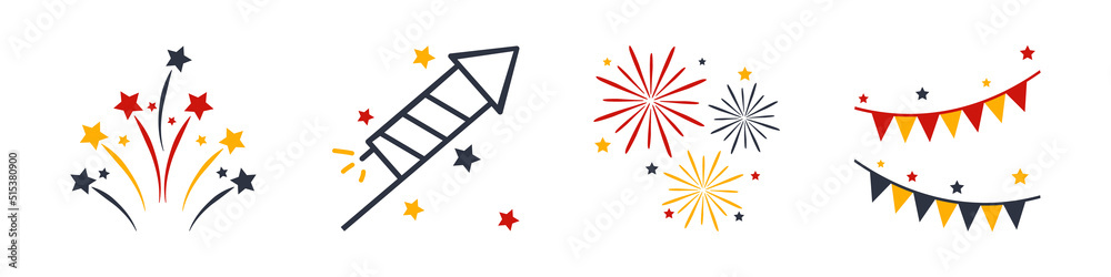 Firework Icons For Festival, Event, Celebration And Party - Colorful ...