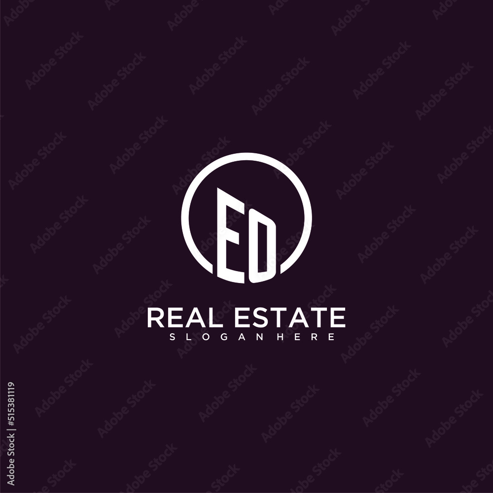 EO initial monogram building logo for real estate with creative circle ...