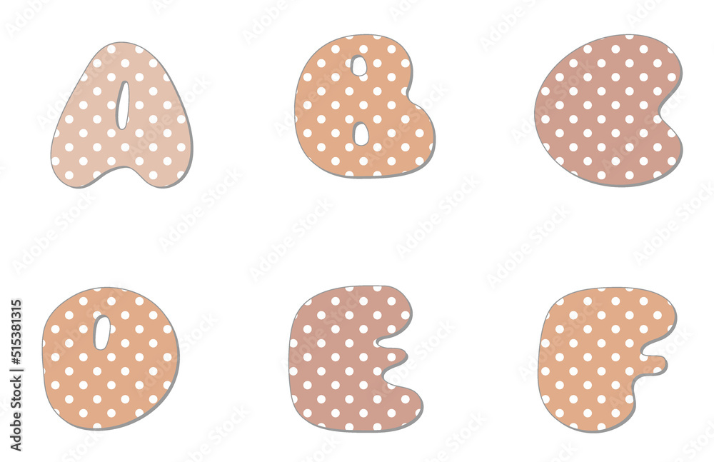 Polka dot alphabet. Pastel boho polka dots font. Hand drawn letter ...