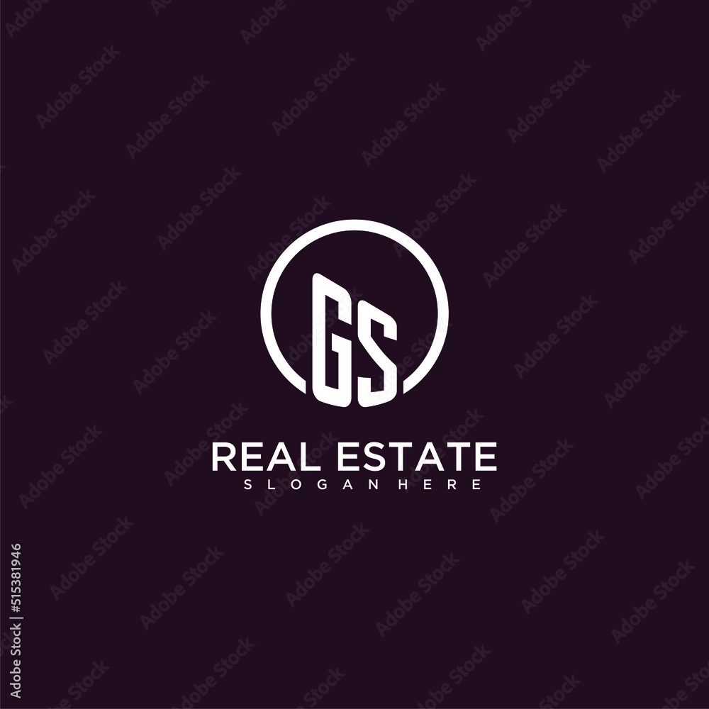 GS initial monogram building logo for real estate with creative circle ...