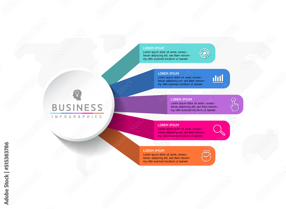 Connecting Steps Infographic Template with 5 Elements Stock Vector ...