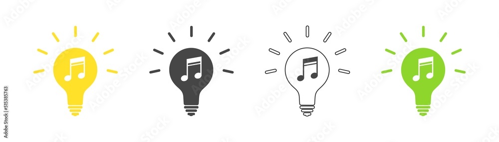 Music notes icon in light bulb set. Vector. Stock Vector | Adobe Stock