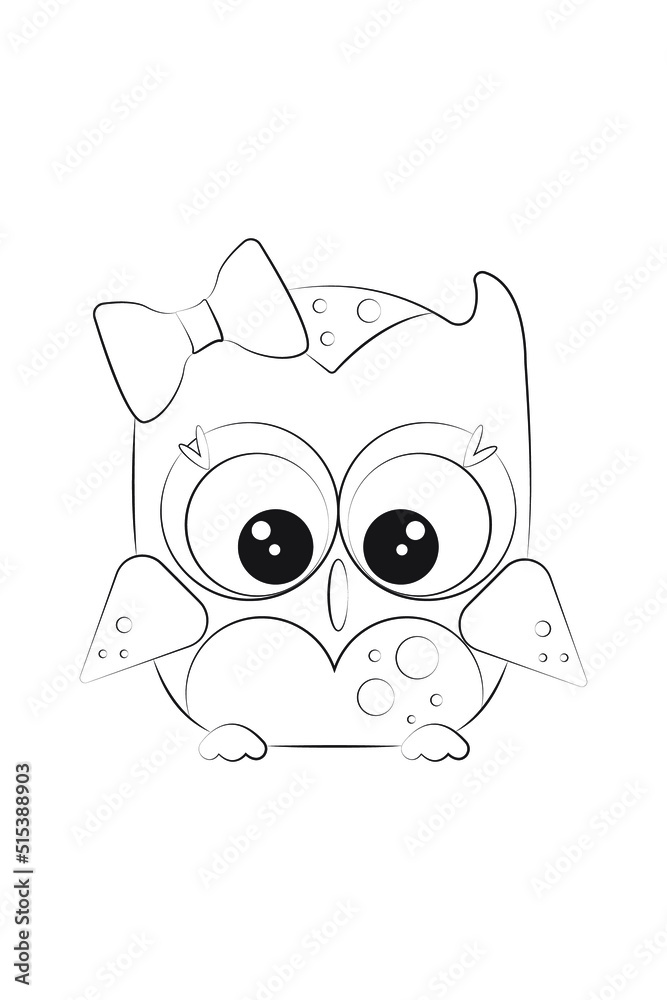 Owl coloring page for kids. Cute cartoon animals. Owl outline ...