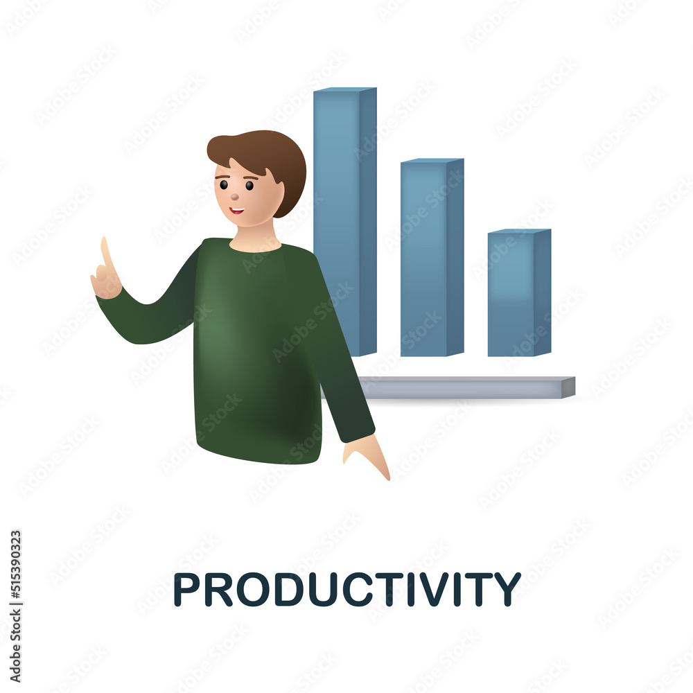 Productivity icon in 3d. Colored illustration from core values ...
