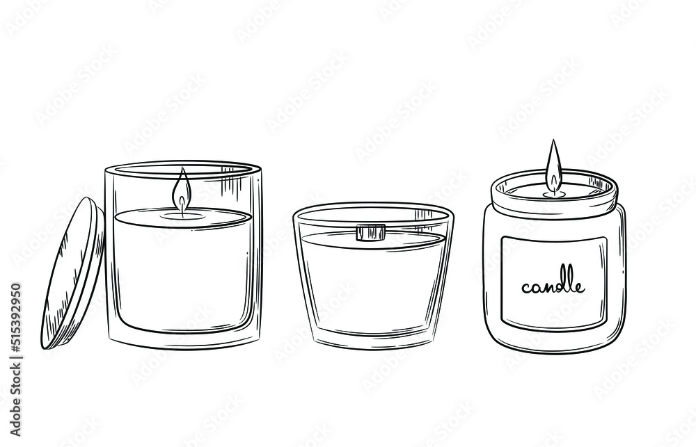 A selection of wax candles with a wick in a glass candlestick with a ...