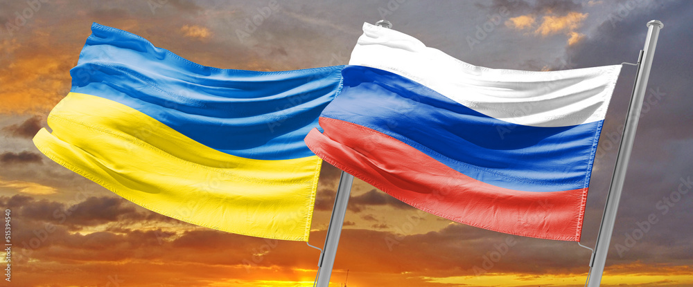 ukraine and russian flags Russo-Ukrainian War Stock Photo | Adobe Stock
