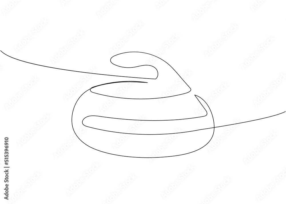 Curling stone one line art. Continuous line drawing of sport, winter ...