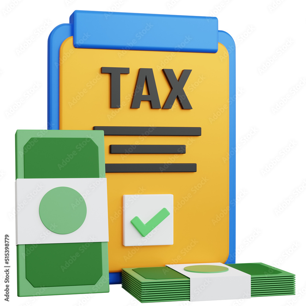 3d rendering tax register task checkbox with some paper Money isolated ... 3d rendering tax register task checkbox with some paper Money isolated ...